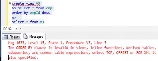 Avoid Order By clause in view in SQL Server 2012