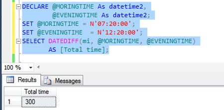 Time subtraction in SQL Server 2012
