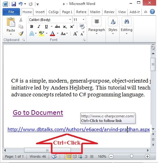 How to use Hyperlink in Word 2010